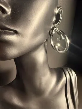 None | Jewelry | Silver Interlocking G Hoop Earrings | Poshmark